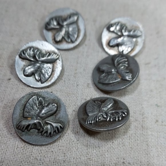 Office | 6 Vintage High Relief Moose Buttons In Silver | Poshmark